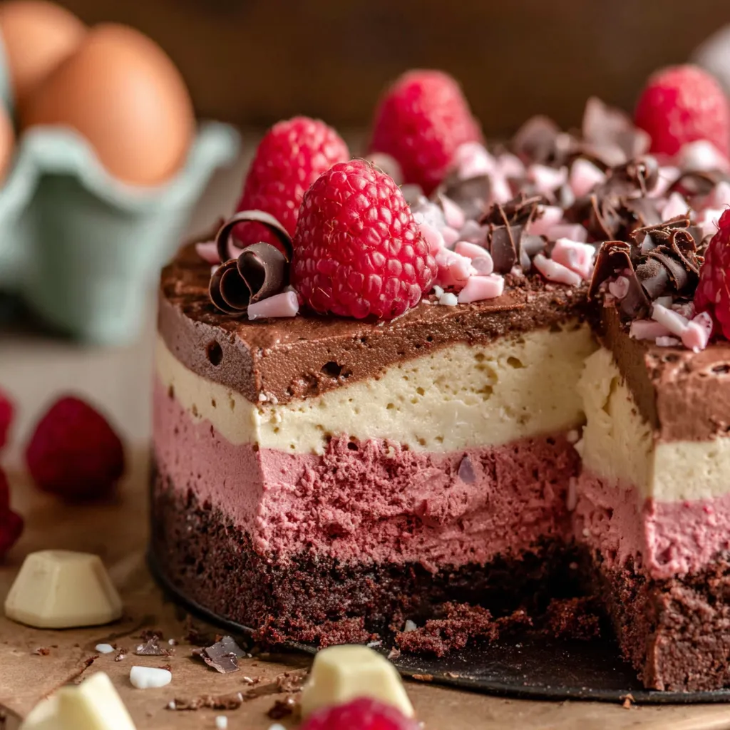 Decadent Chocolate Raspberry Mousse Layered Cake - my home made meal